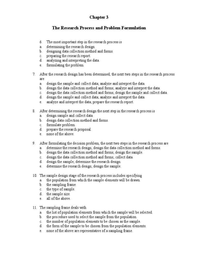 The Research Process and Problem Formulation | PDF | Marketing Research ...