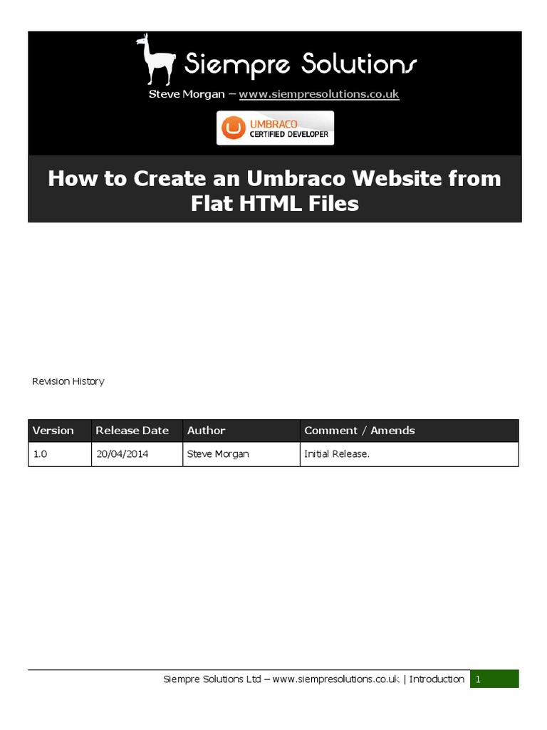 Umbraco Manual 7.1 - How To Create An Umbraco Website From Flat HTML Files | PDF | Cascading ...