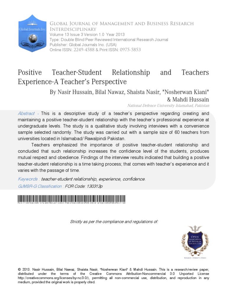 1 Positive Teacher Student Relationship | PDF | Teachers | Teacher ...