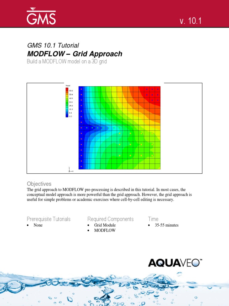 Modflow - Grid Approach: GMS 10.1 Tutorial | PDF | Spreadsheet | Conceptual Model