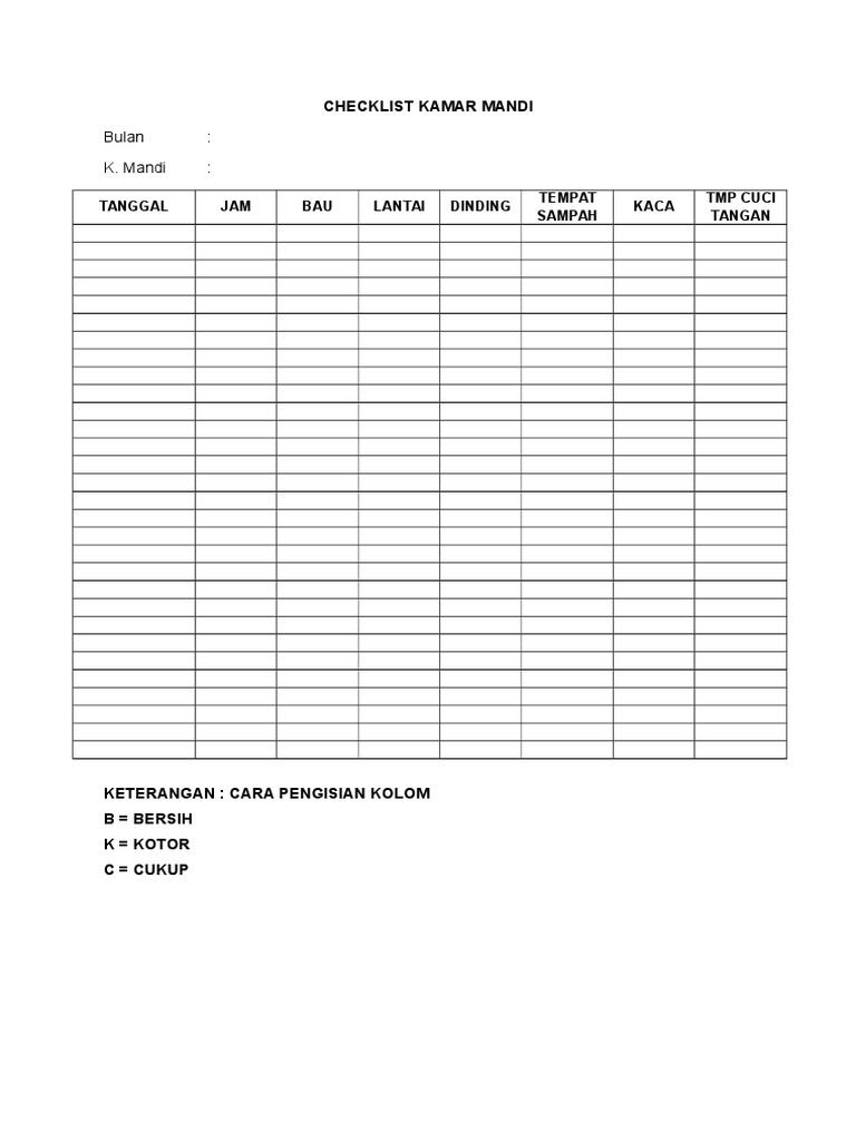 Checklist Kamar Mandi | PDF