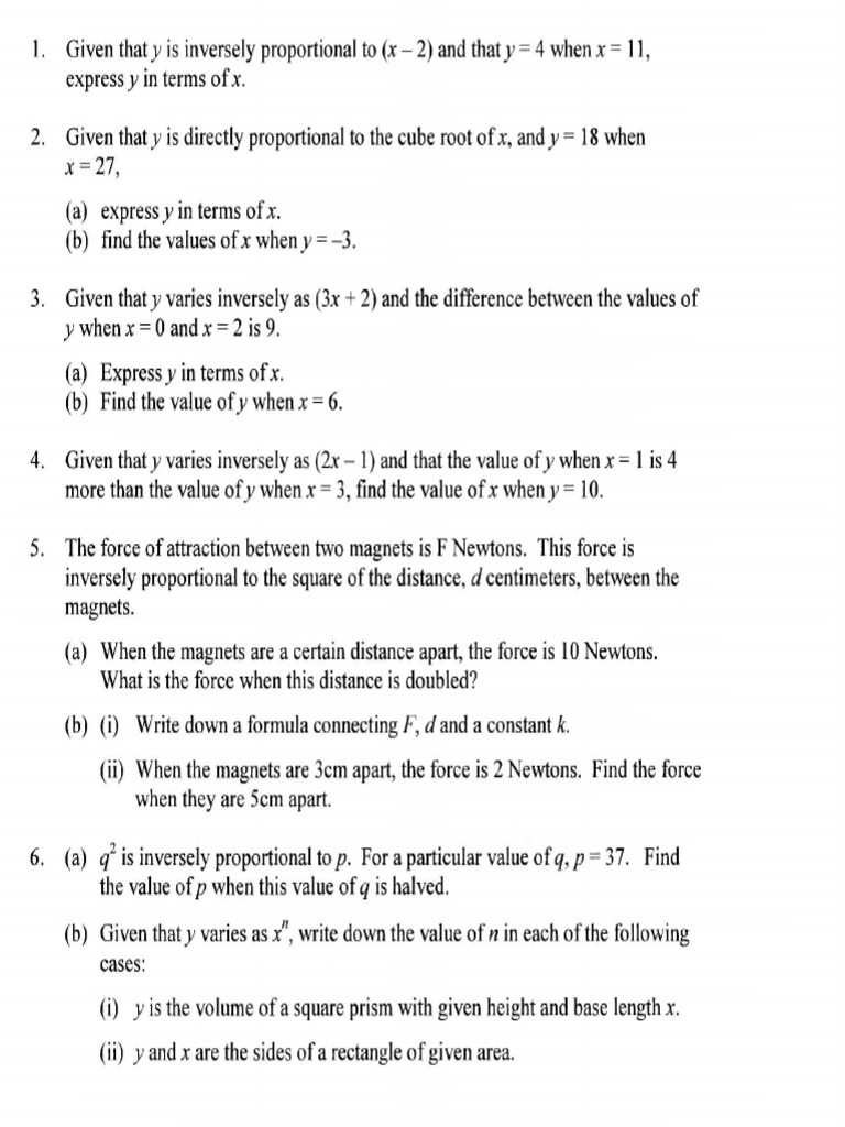 Direct and Inverse Proportion | PDF | Physics | Physical Quantities
