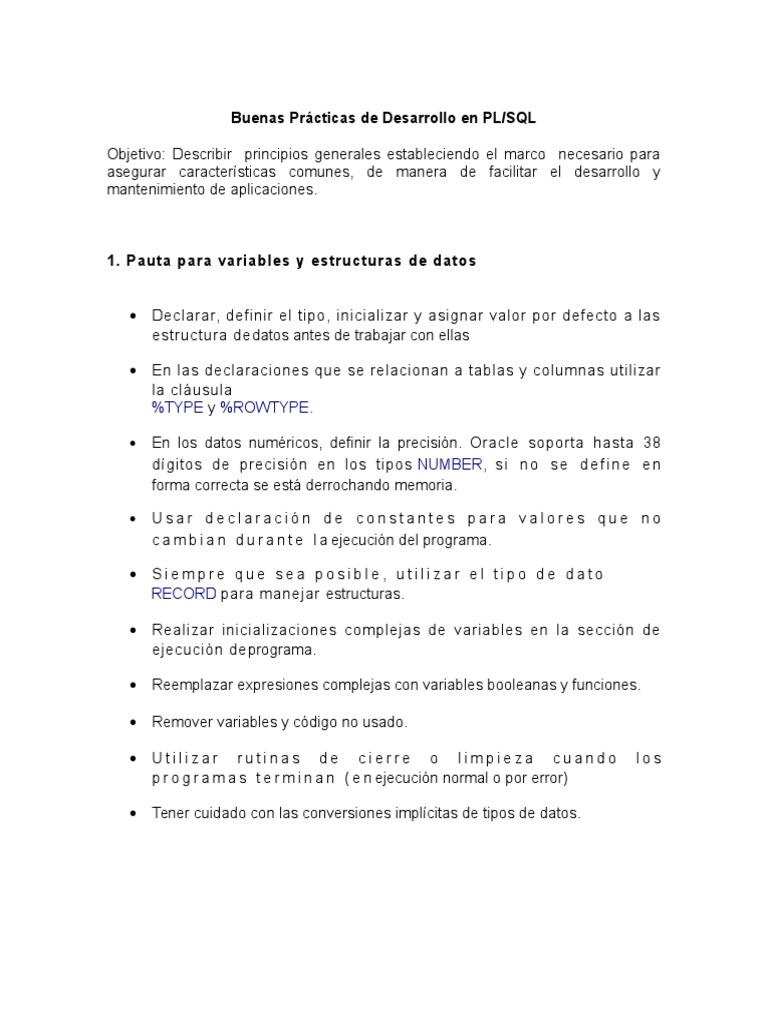 Mejores Prácticas en PL/SQL para Desarrolladores | PDF | SQL | Pl / Sql