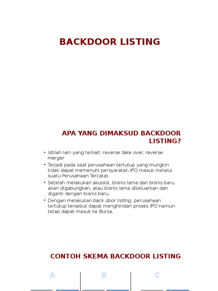 Backdoor Listing | PDF