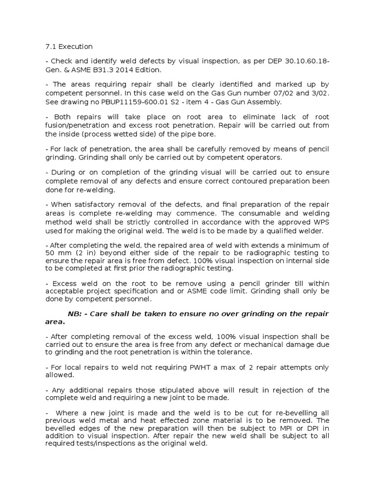 Repair Procedure | PDF | Welding | Construction