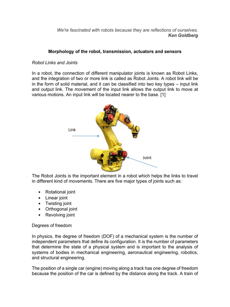 Morphology of The Robot, Transmission, Actuators and Sensors | PDF ...