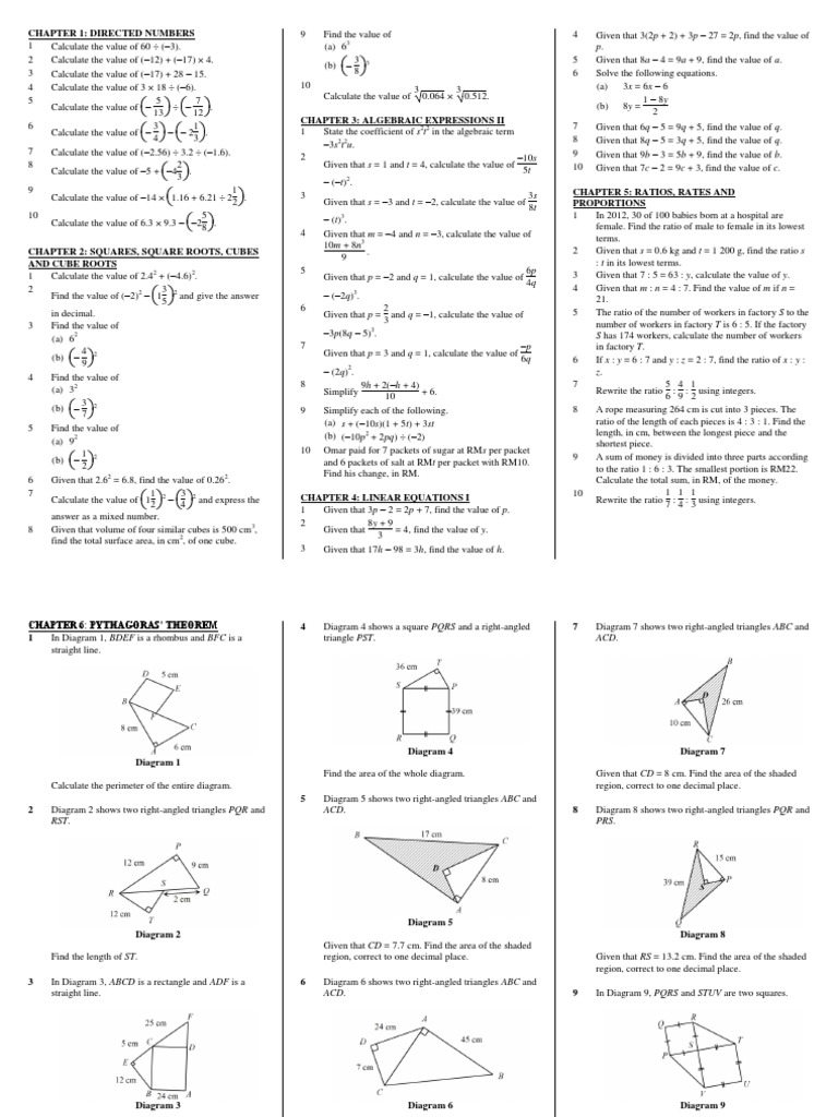 Maths Form2 Revision | PDF | Cartesian Coordinate System | Area