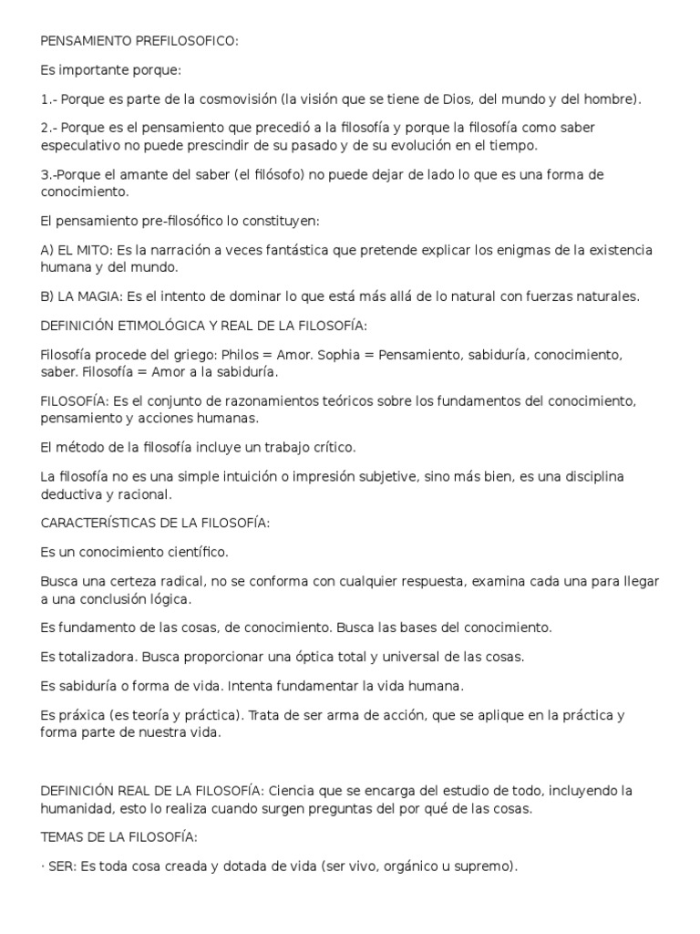 Pensamiento Prefilosofico | PDF | Science | Conocimiento