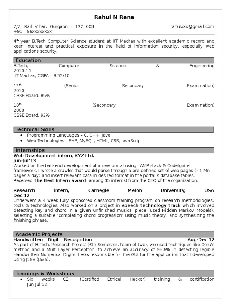 Internshala Resume Template1 | PDF