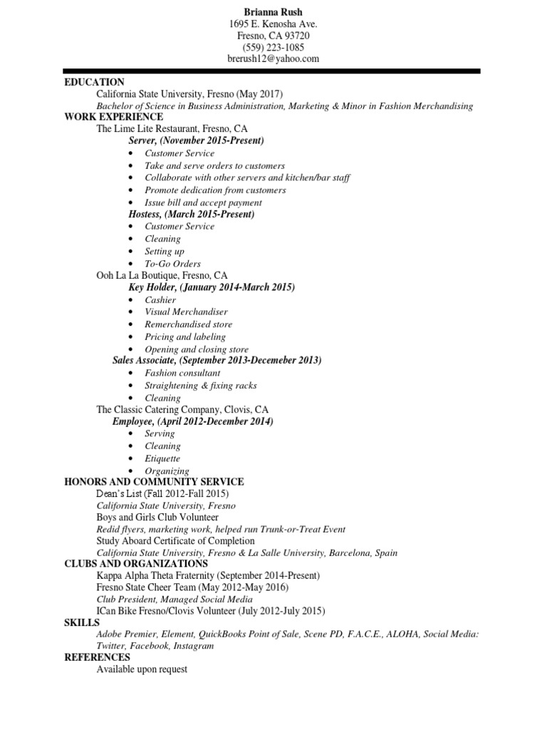 Brianna Rush Resume | PDF