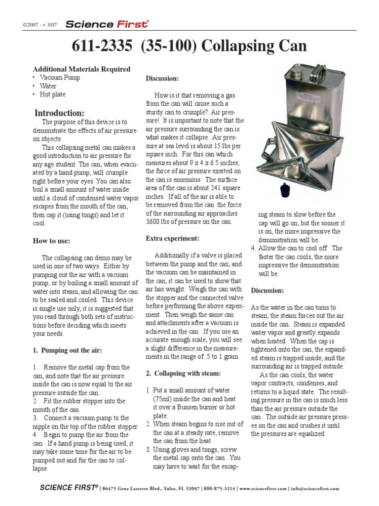 24-5100 35-100 611-2335 Collapsing Can | PDF | Vacuum | Steam