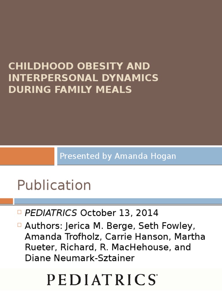 Childhood Obesity and Interpersonal Dynamics During Family Meals | PDF ...