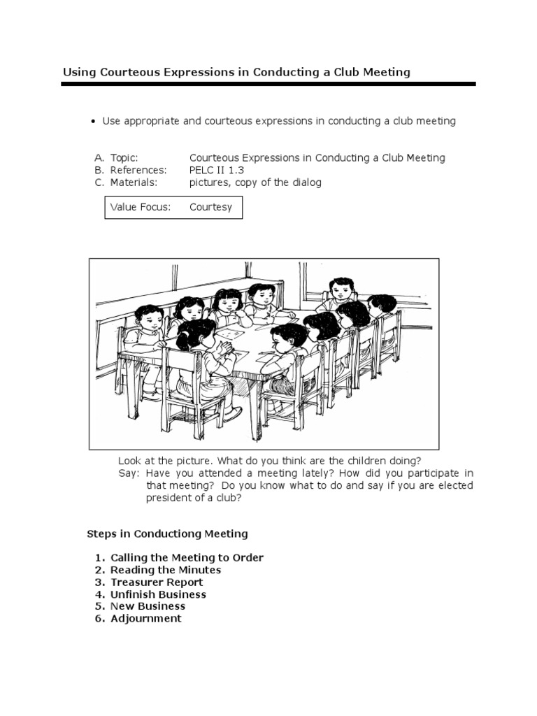 Grade 5 English Speaking Using Courteous Expressions in Conducting A ...