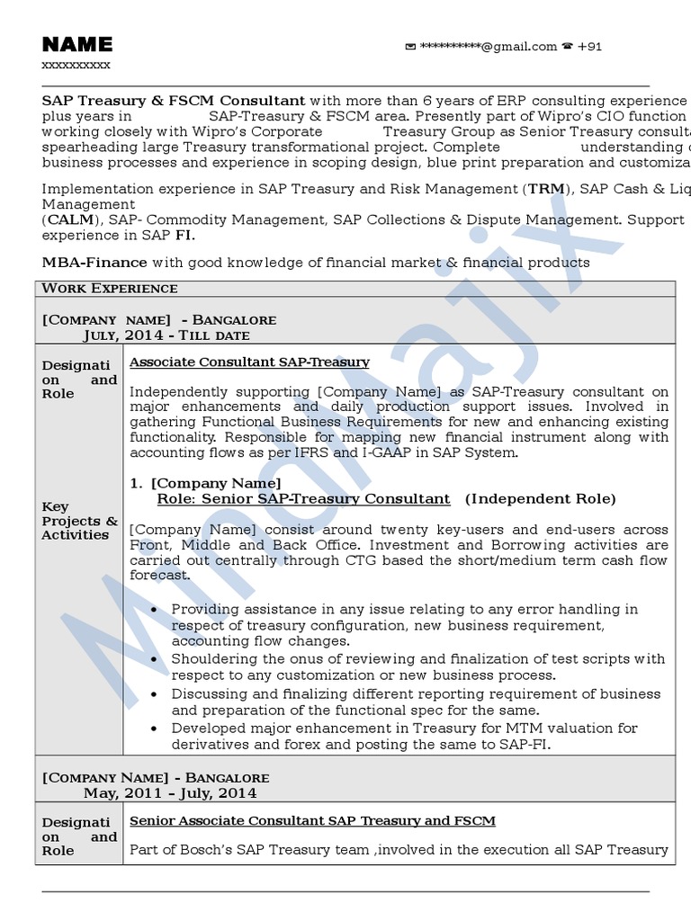 SAP FSCM Sample Resume 1 | PDF | Derivative (Finance) | Sap Se