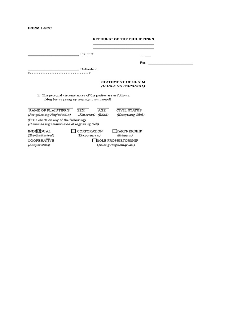 2016 Revised Rules On Small Claims - Sample Forms | PDF | Lawsuit ...