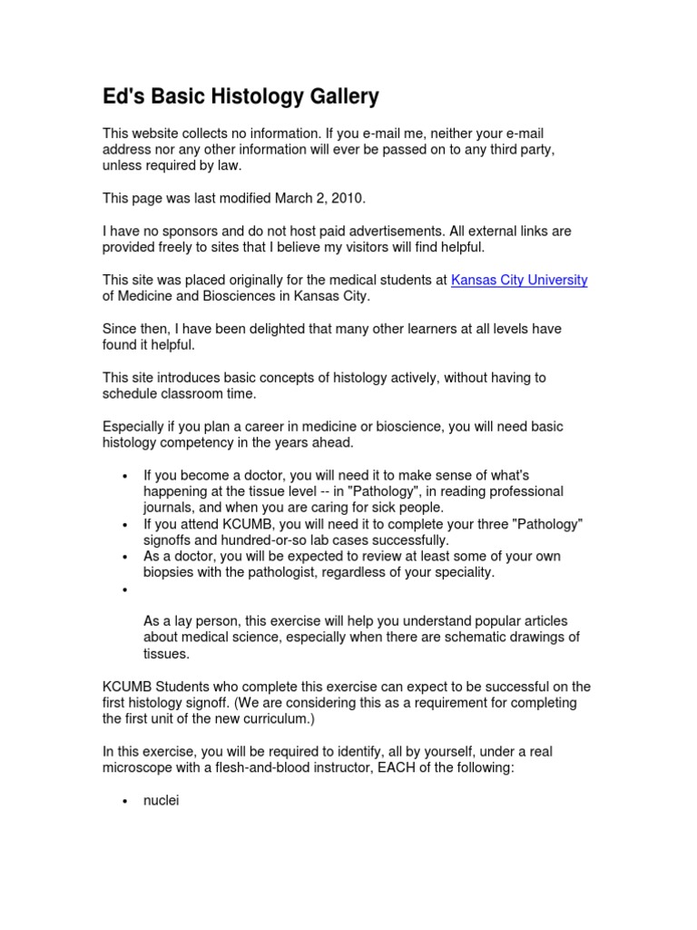 EDs Basic Histology PDF | PDF | Epithelium | Artery