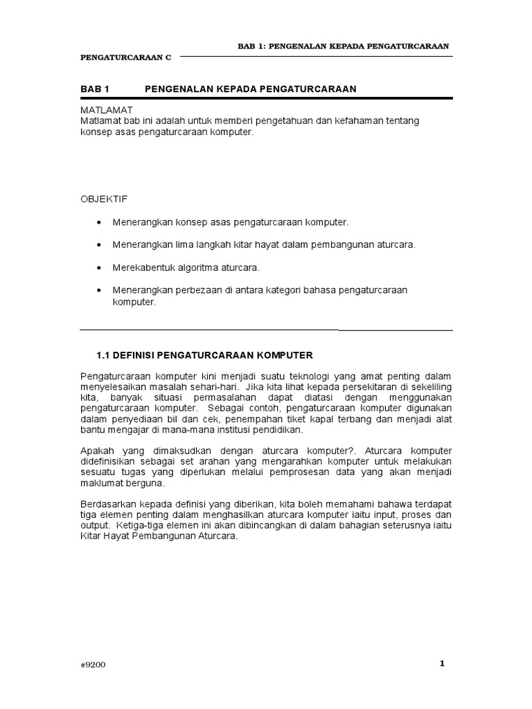 SK F4 Bab 1 Pengenalan Kepada Pengaturcaraan Ok | PDF