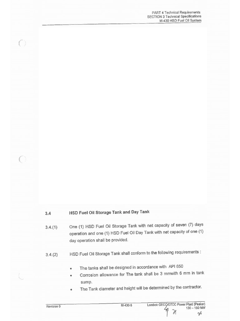 Technical Specification of HSD Storage and Daily Tank PDF | PDF
