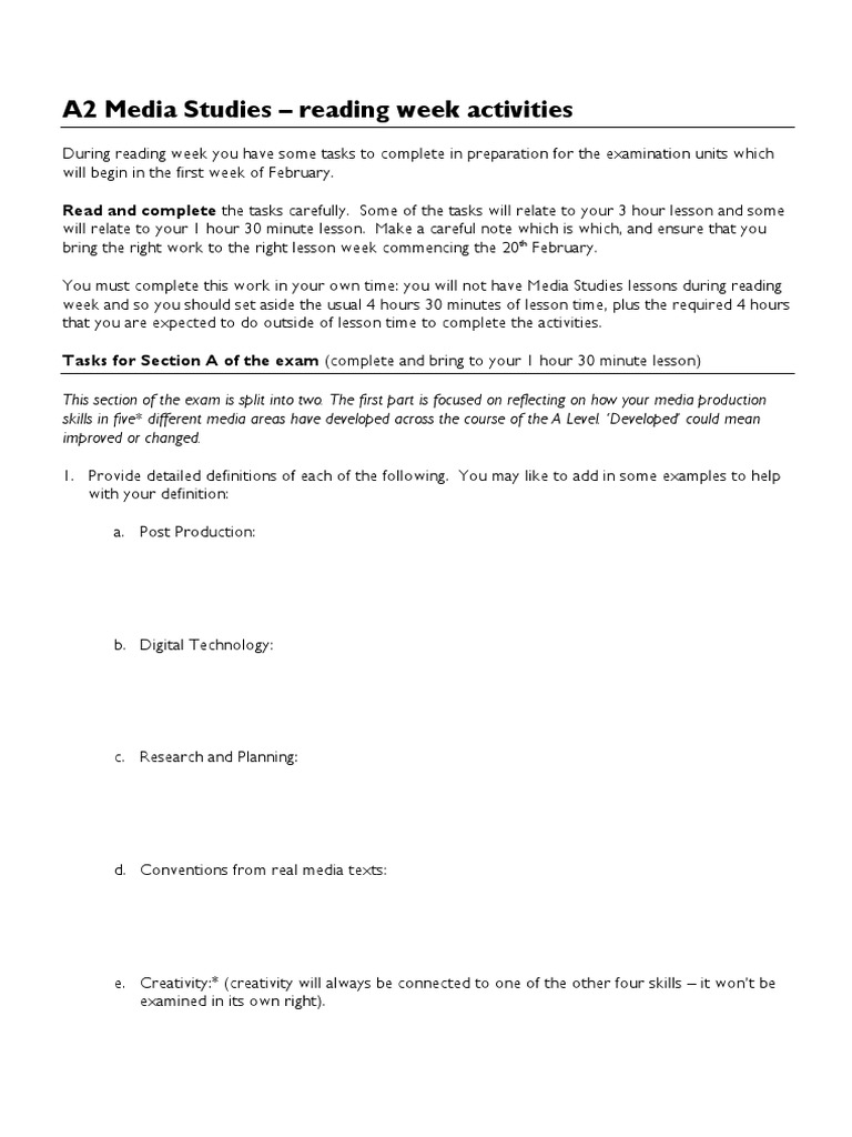 Reading Week Activities 2017 (Final) | PDF | Gce Advanced Level (United ...