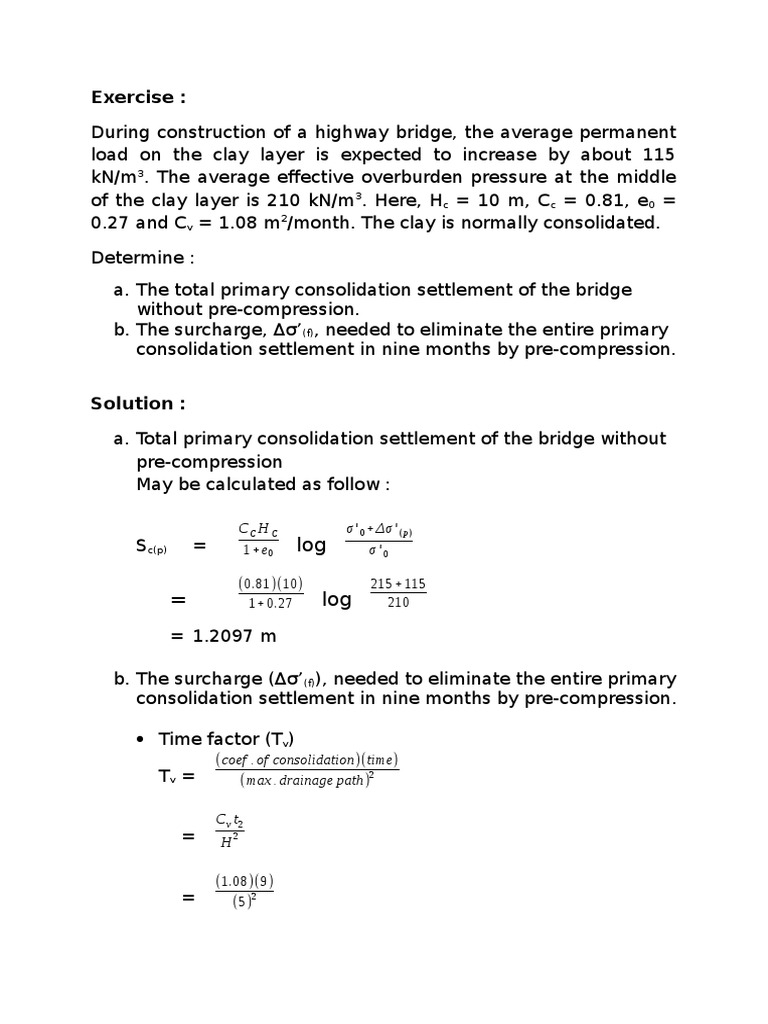 Primary Consolidation Settlement Calculation | PDF