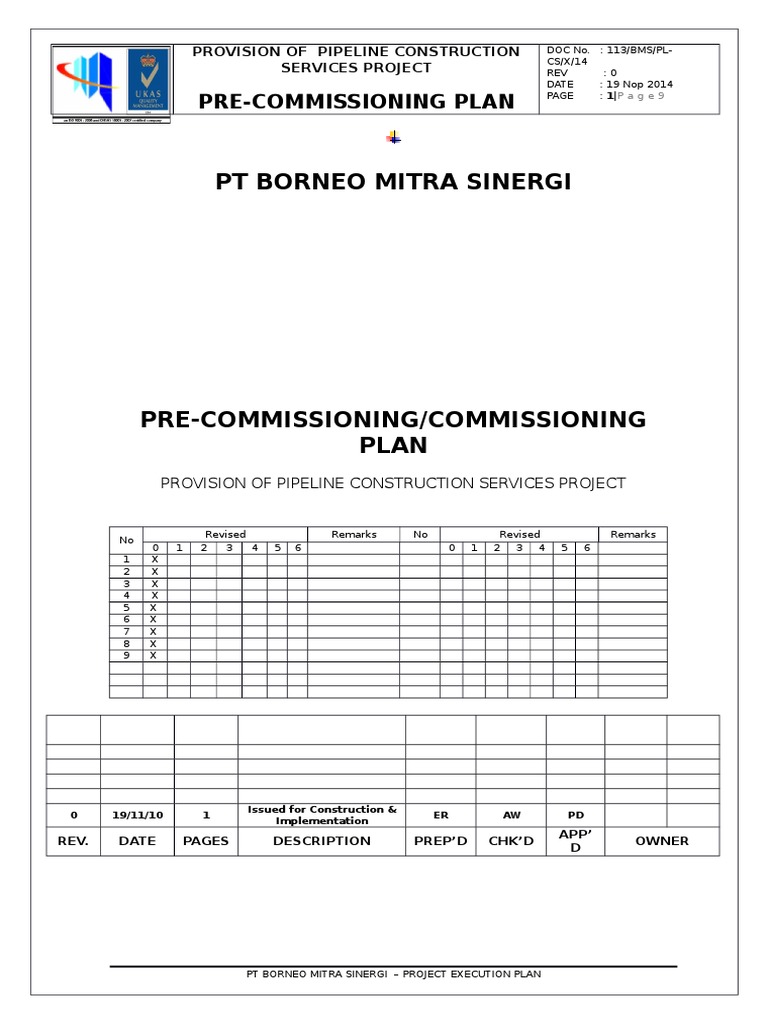 1.13 PreCommissioning Commissioning Plan | PDF