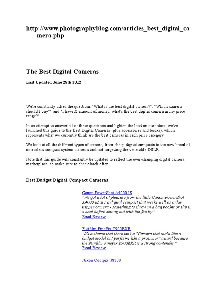 Best Digital Cameras Guide 2016 | PDF | Digital Single Lens Reflex ...