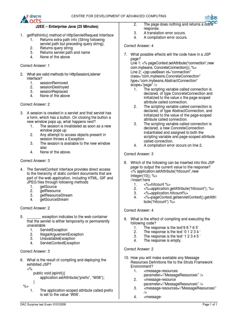 Question Bank For J2EE PDF | PDF | Enterprise Java Beans | Java Server ...