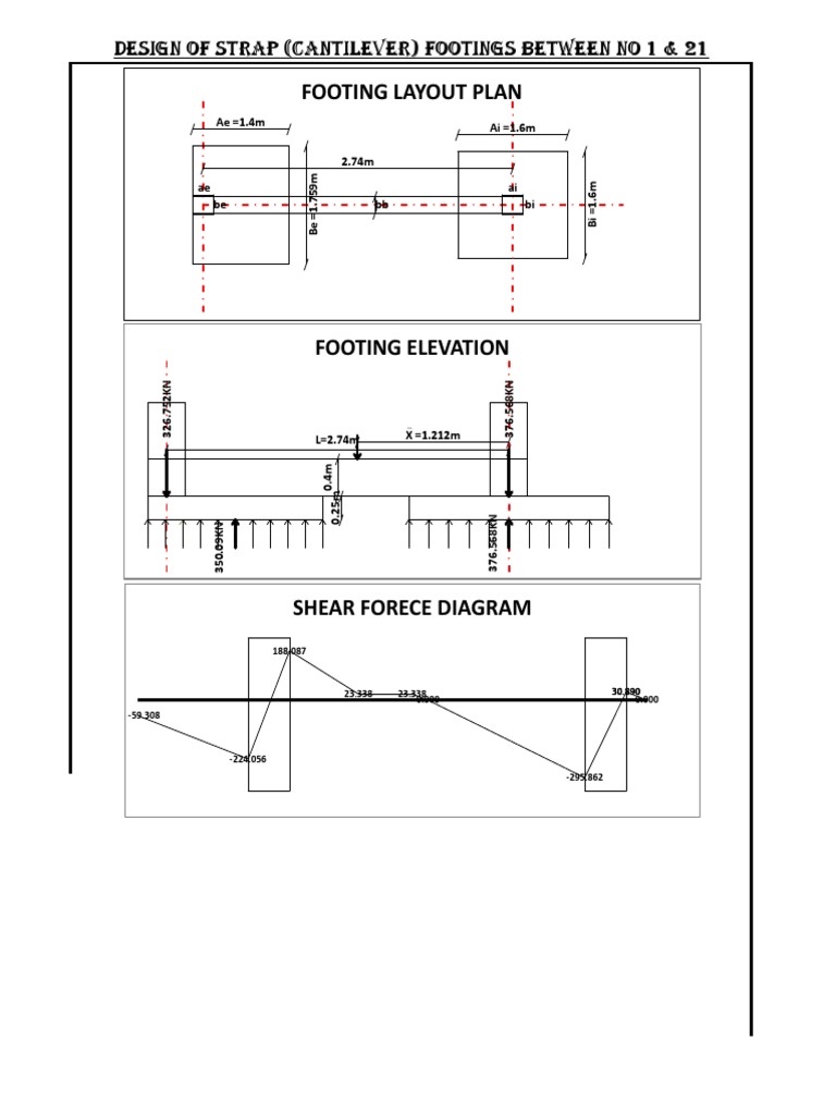 Strap Footing Design and Calculations | PDF | Bending | Beam (Structure)