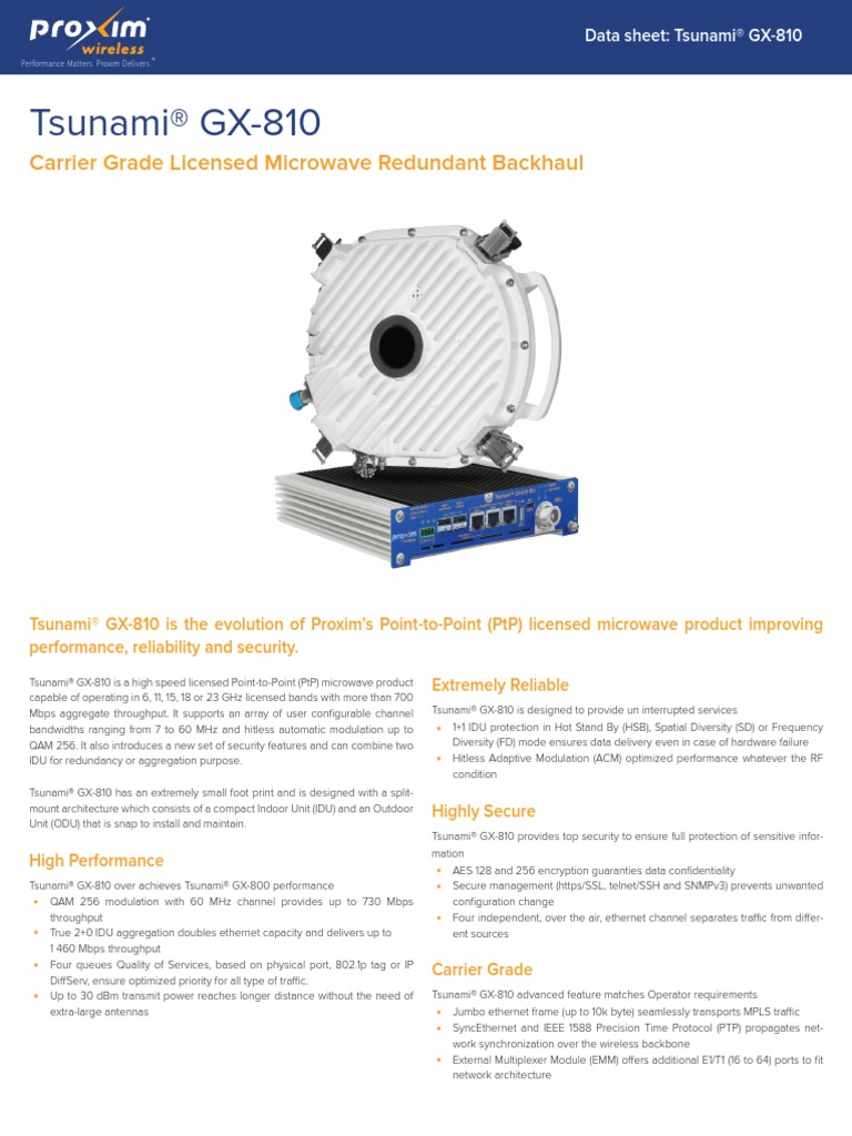 PTP GX810 Tsunami GX810 Datasheet US | PDF | Microwave | Electrical ...