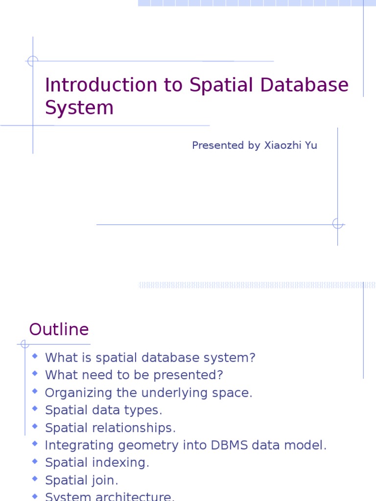 An Introduction To Spatial Database System | PDF | Dimension | Databases