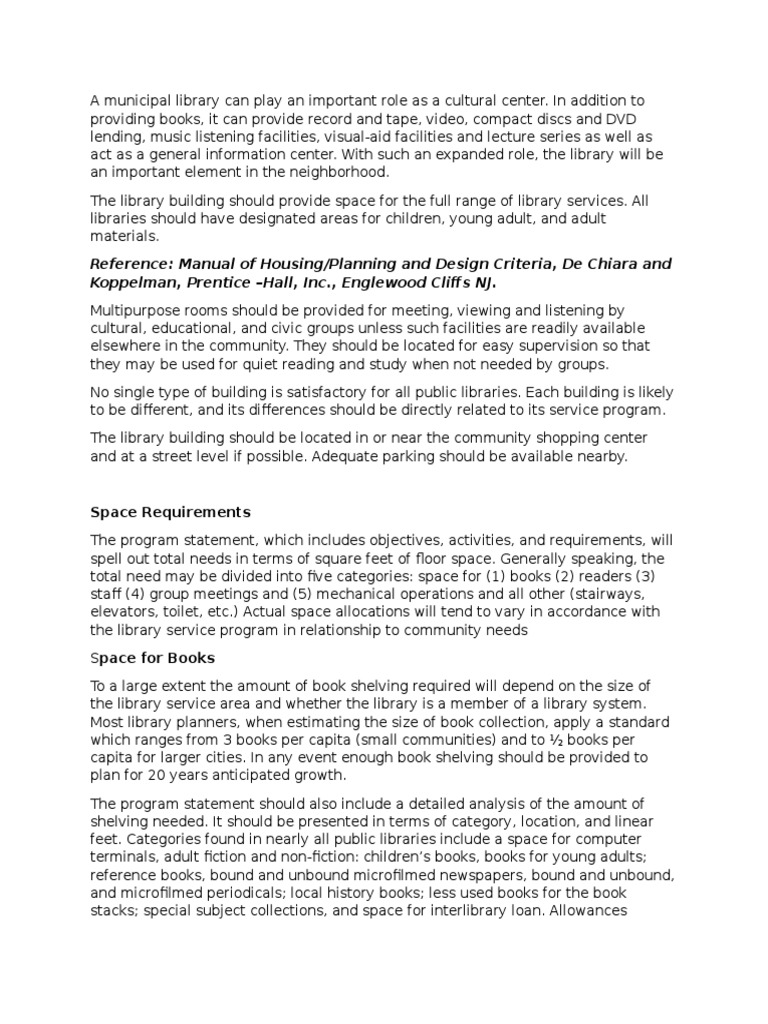 Small Library Space Planning Standards | PDF | Libraries | Public Library