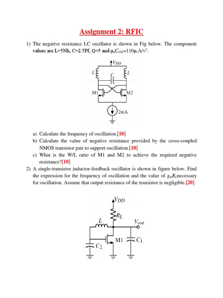 2ND Rfic Assignment Question PDF | PDF | Electronic Oscillator | Analog ...
