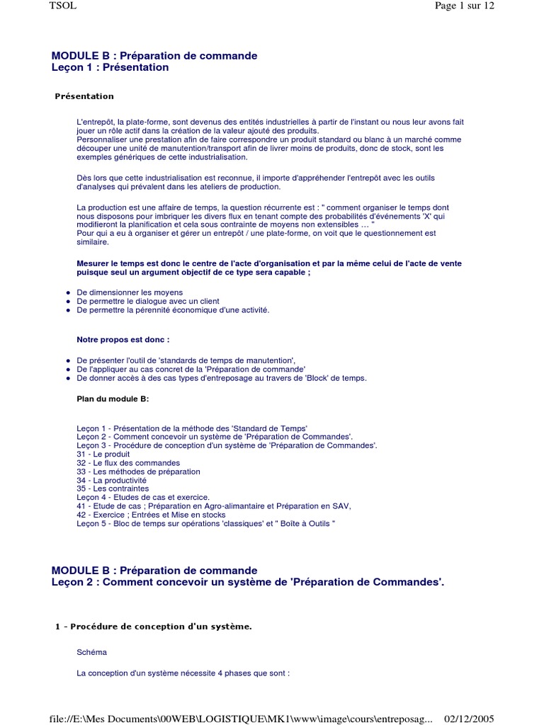 Preparation Des Commandes | PDF | Entrepôt | Investir