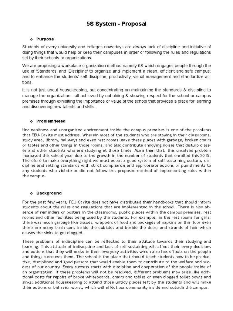 5S - Proposal | PDF | Waste | Business