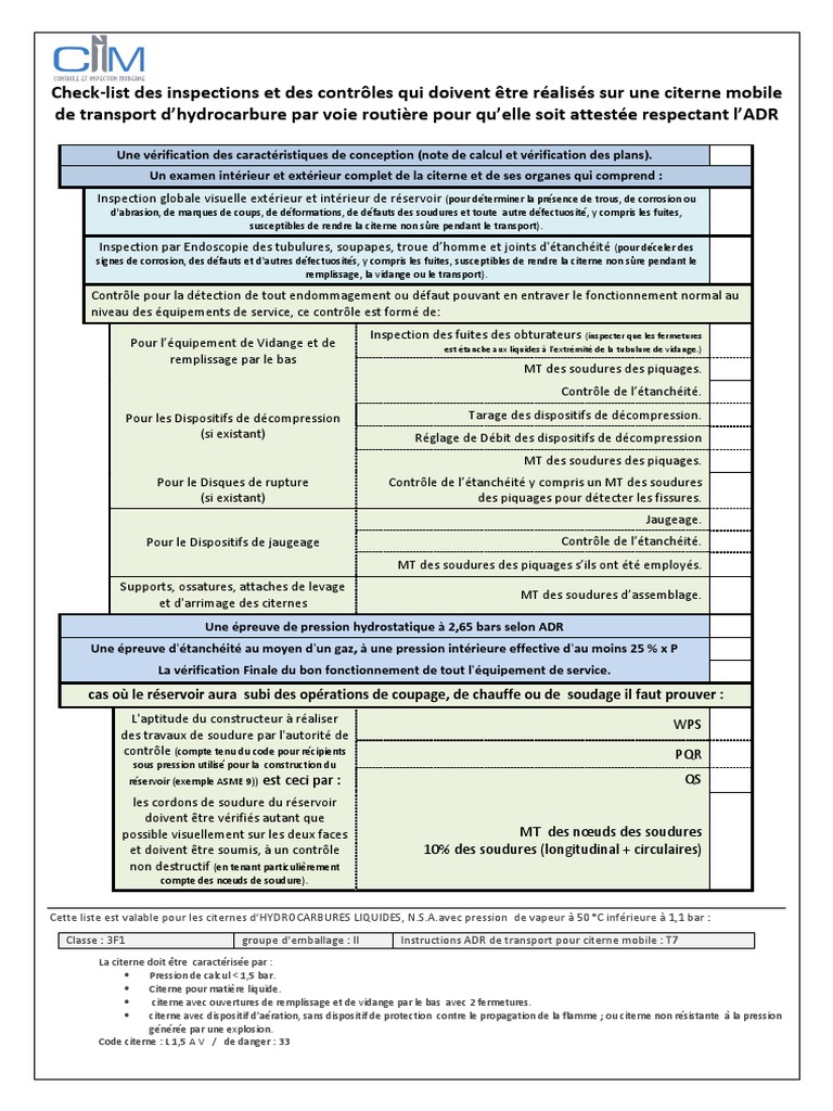 Check List ADR PDF | PDF | Soudage | Construction