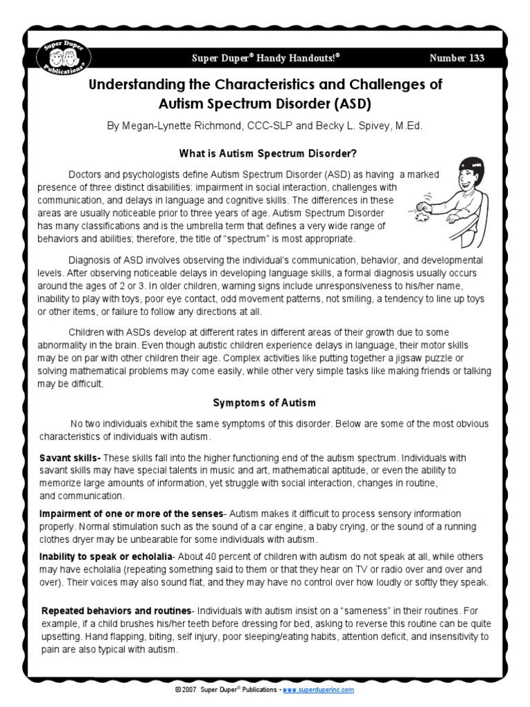 Understanding The Characteristics and Challenges of Autism Spectrum ...