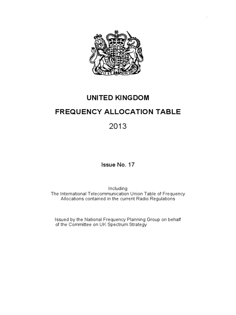 UK Frequency Allocation Table 2013 | PDF | Radio Spectrum | Radio