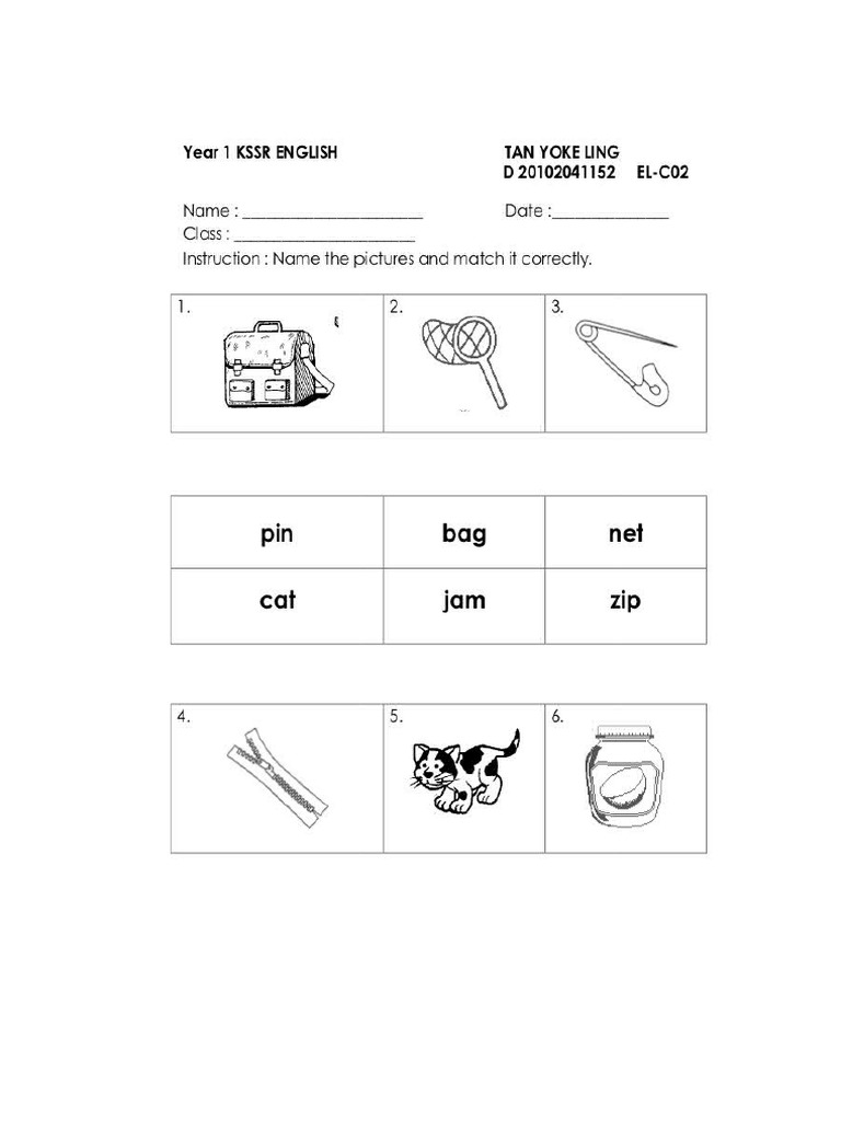 Worksheets For Year 1 English