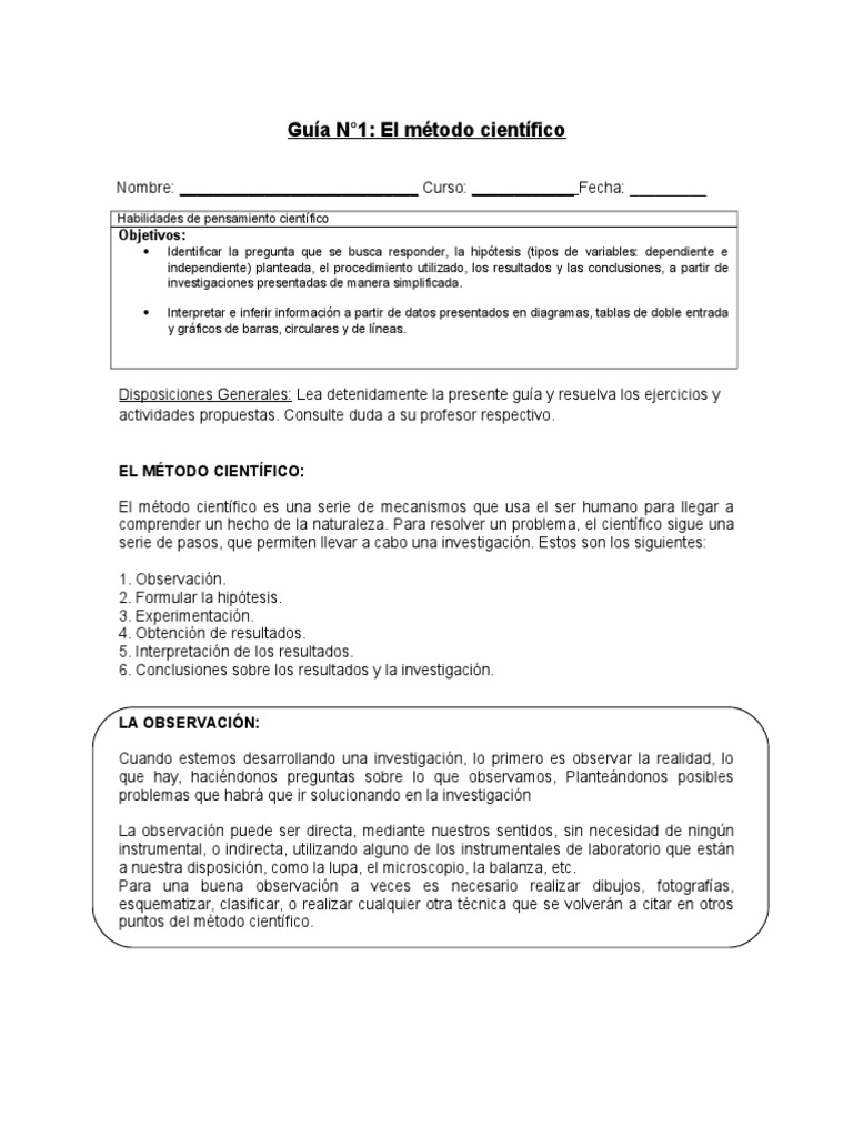Guia 1 Metodo Cientifico | PDF