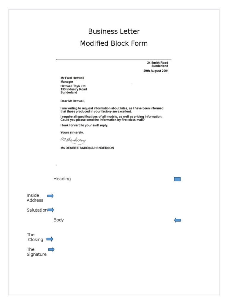 Business Letter Modified Block Form: Heading | PDF