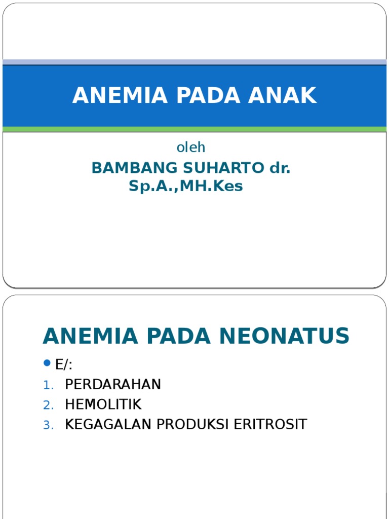 Anemia pada Anak: Penyebab dan Diagnosis | PDF