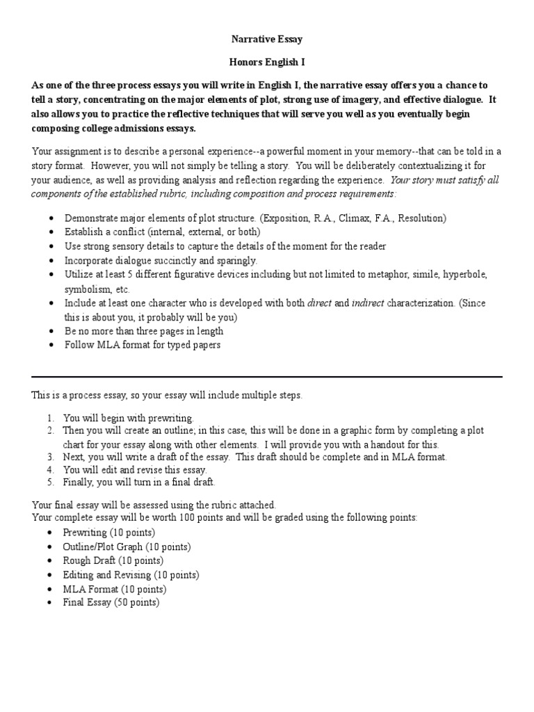 Narrative Essay Assignment Spring 17 | PDF