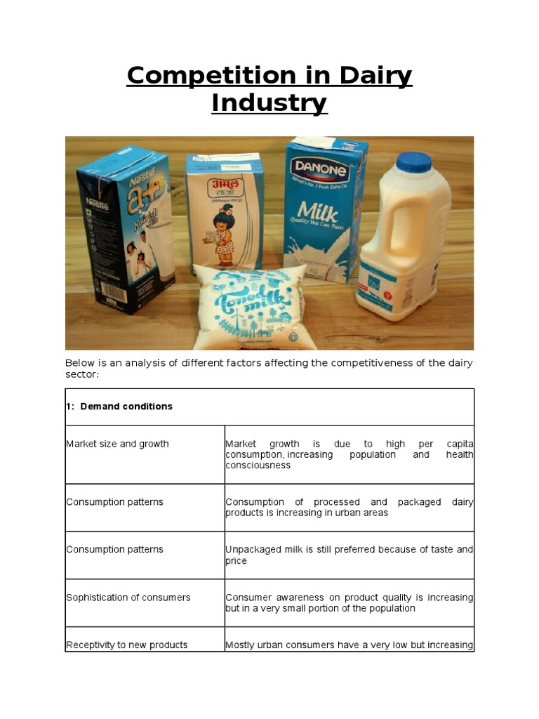 Competition In Dairy Industry Pdf Dairy Milk