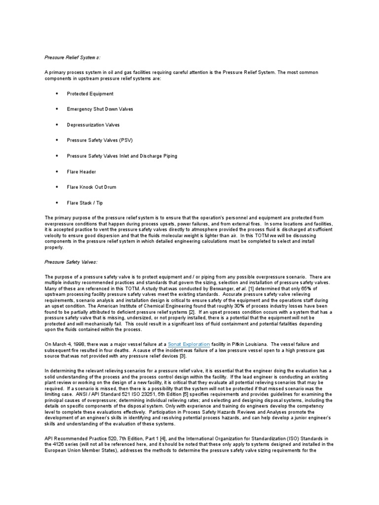 Pressure Relief Systems | PDF | Valve | Oil Refinery