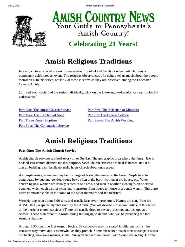 Amish Religious Traditions | PDF | Funeral | Hymns