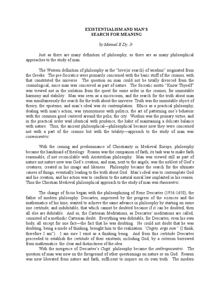 Descartes and the Birth of Existentialism | PDF | Existentialism | René ...