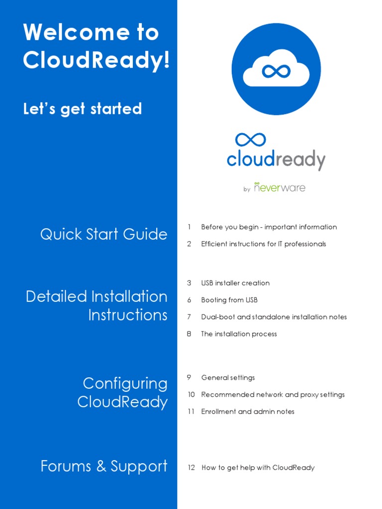 Welcome To Cloudready!: Let'S Get Started | PDF