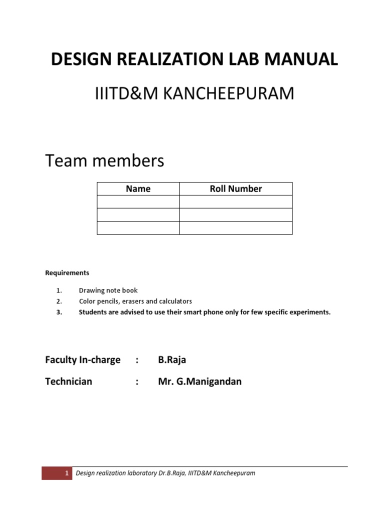 Design Realization Lab Manual | PDF | Survey Methodology | Design