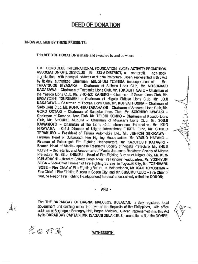 Deed of Donation Motor Vehicle PDF