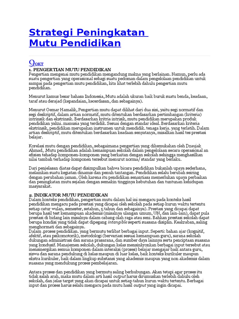 Strategi Peningkatan Mutu | PDF